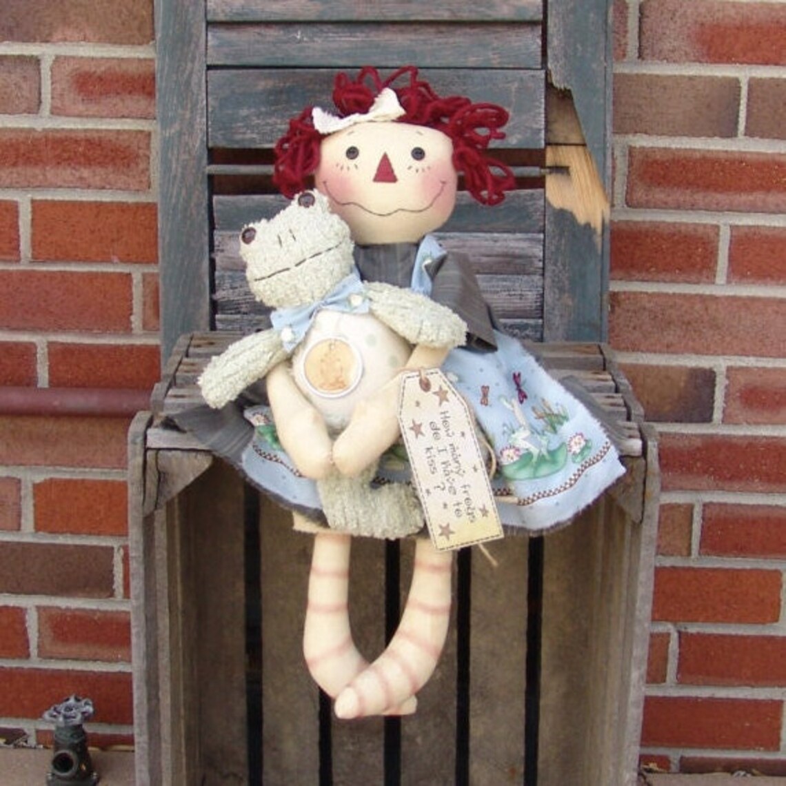 Primitive Raggedy Cloth Doll Pattern Frog Prince, Homespun From the ...