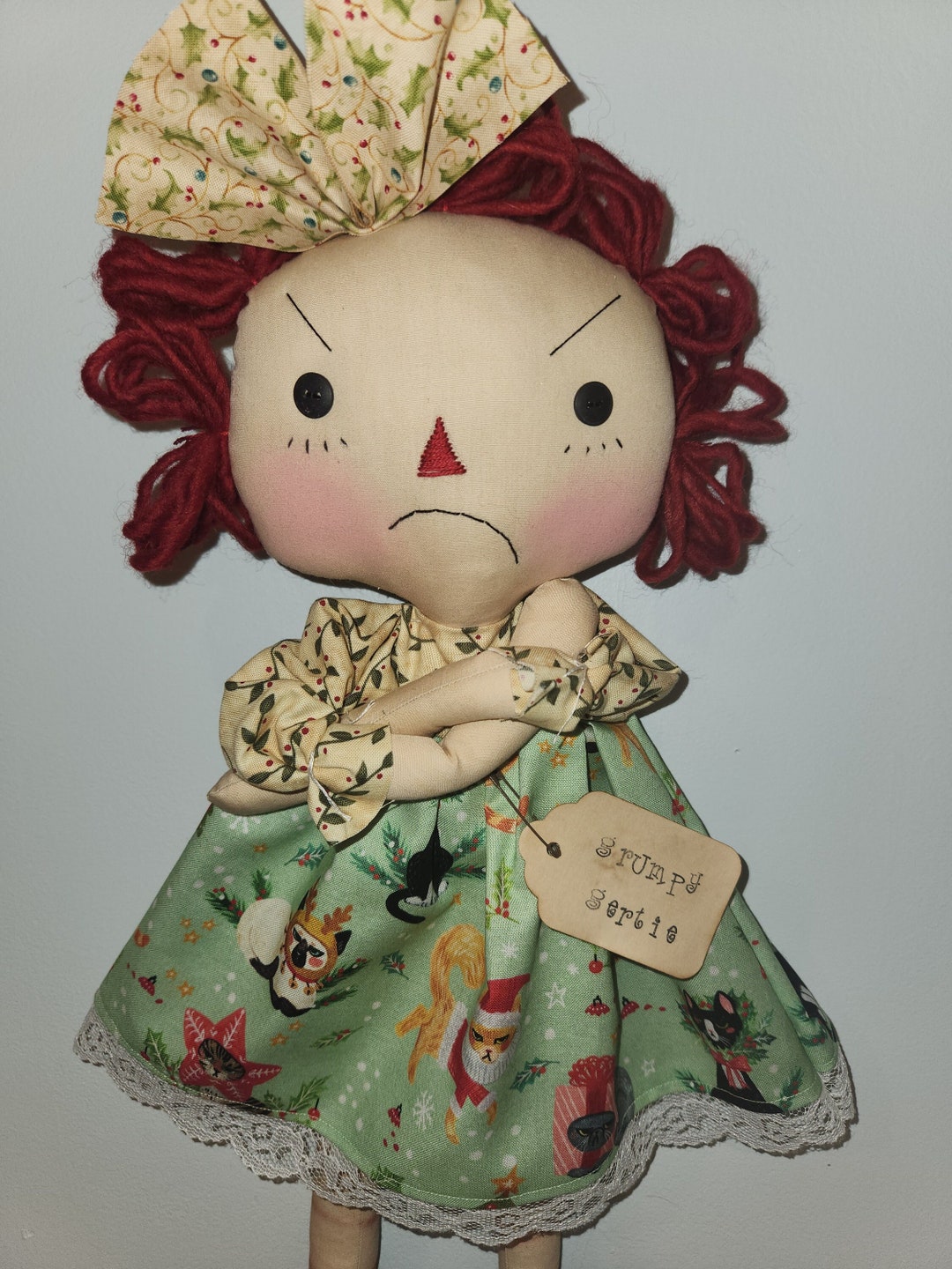 Grumpy Cat Grumpy Gertie Mad Face Doll Arms Crossed Grumpy - Etsy