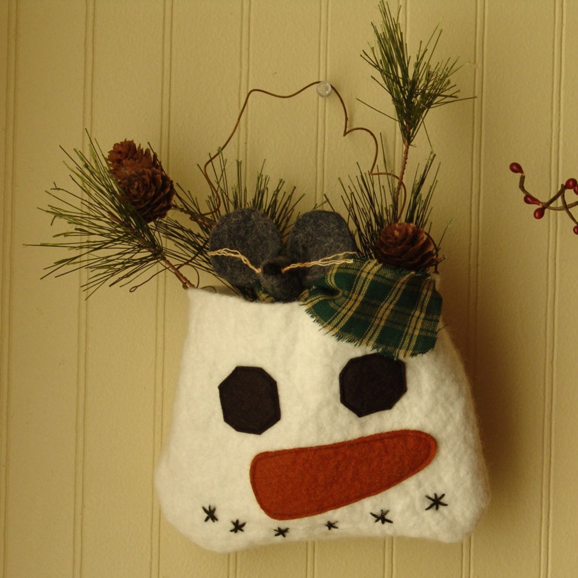 Primitive Snowman Mouse Pocket Pattern, Wool Felt Decor (PDF Pattern ...