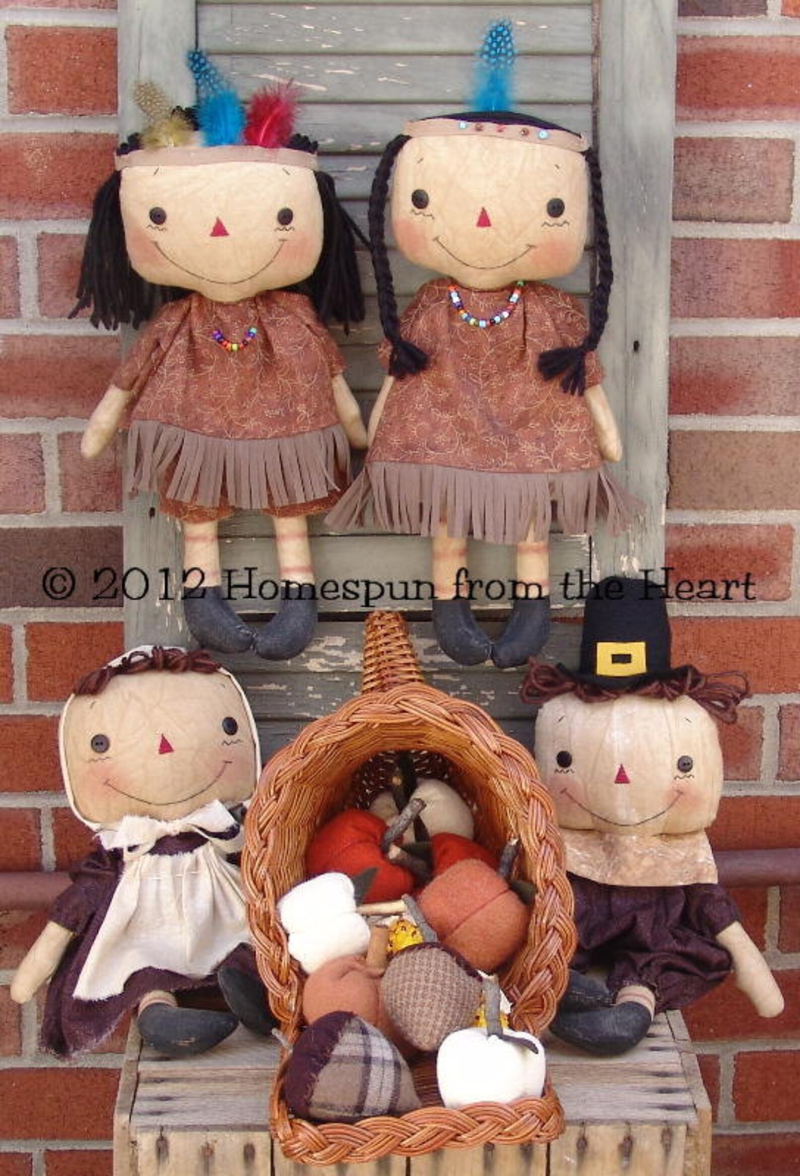Primitive Pilgrims and Native Americans Thanksgiving Pattern Harvest ...