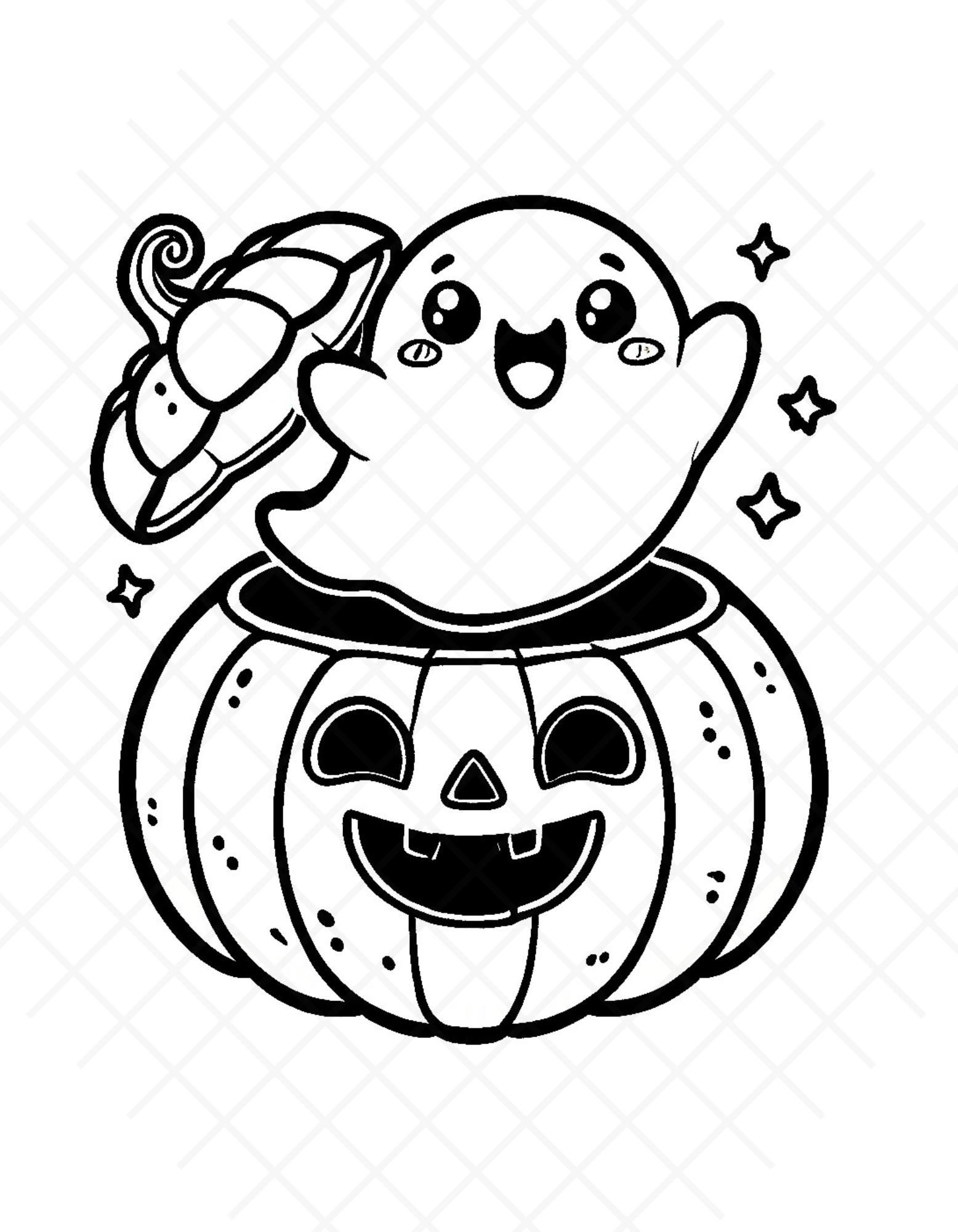 Cute Happy Ghosts Bundle SVG Halloween SVG Line Art 6 Ghost Outline SVG ...