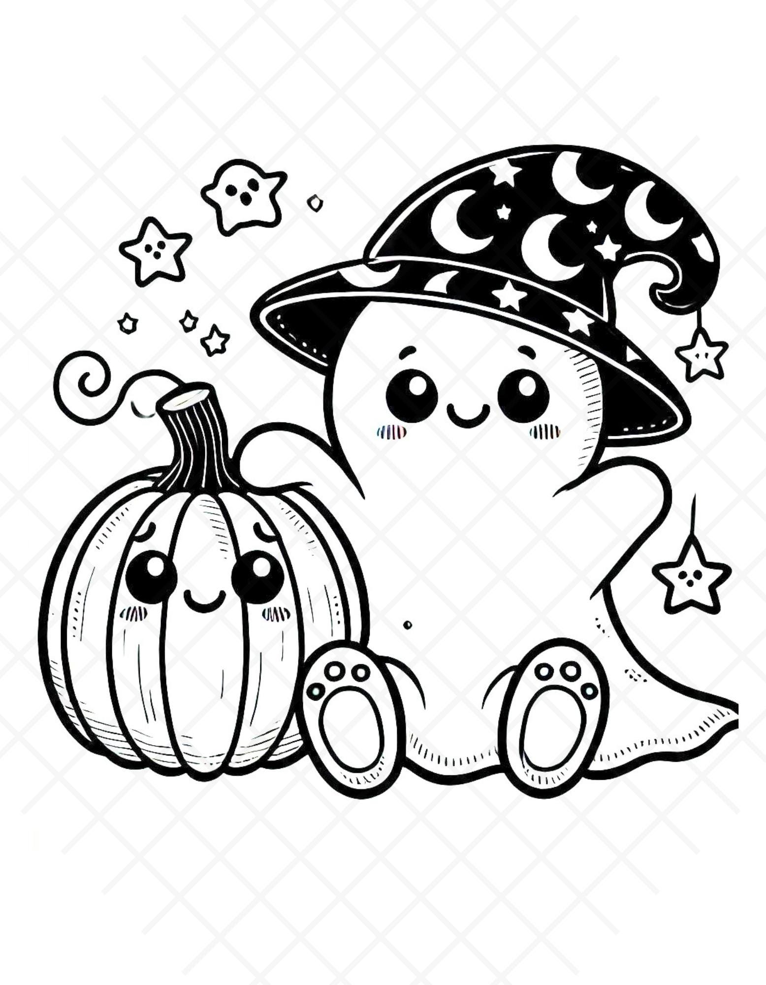 Cute Happy Ghosts Bundle SVG Halloween SVG Line Art 6 Ghost Outline SVG ...