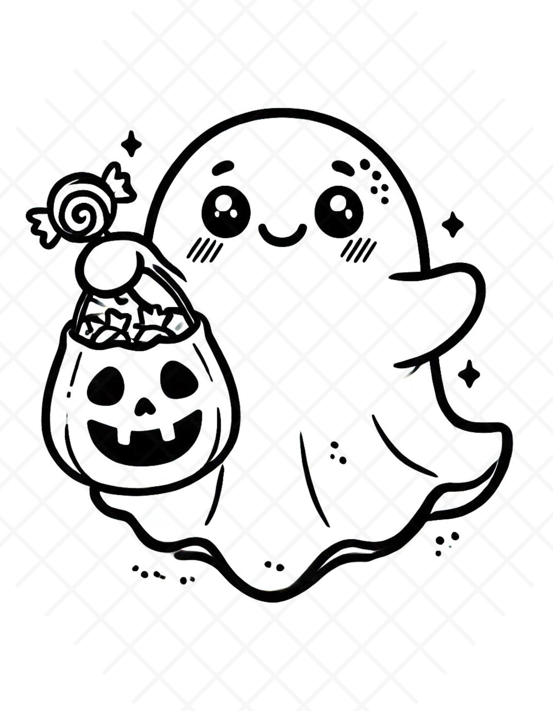 Cute Happy Ghosts Bundle SVG Halloween SVG Line Art 6 Ghost Outline SVG ...