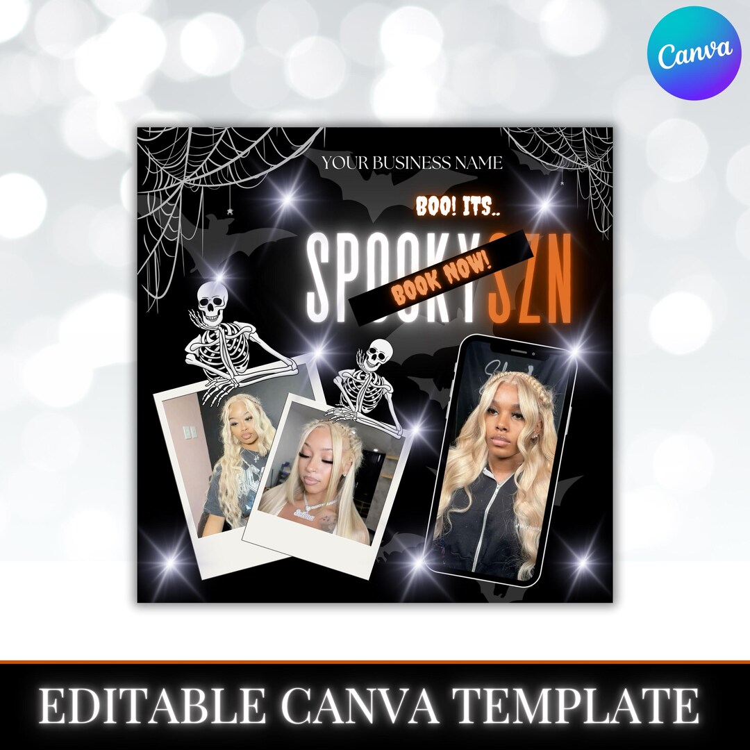 SPOOKY SZN Bookings Flyer , Editable Canva Template , Hair Flyer ...