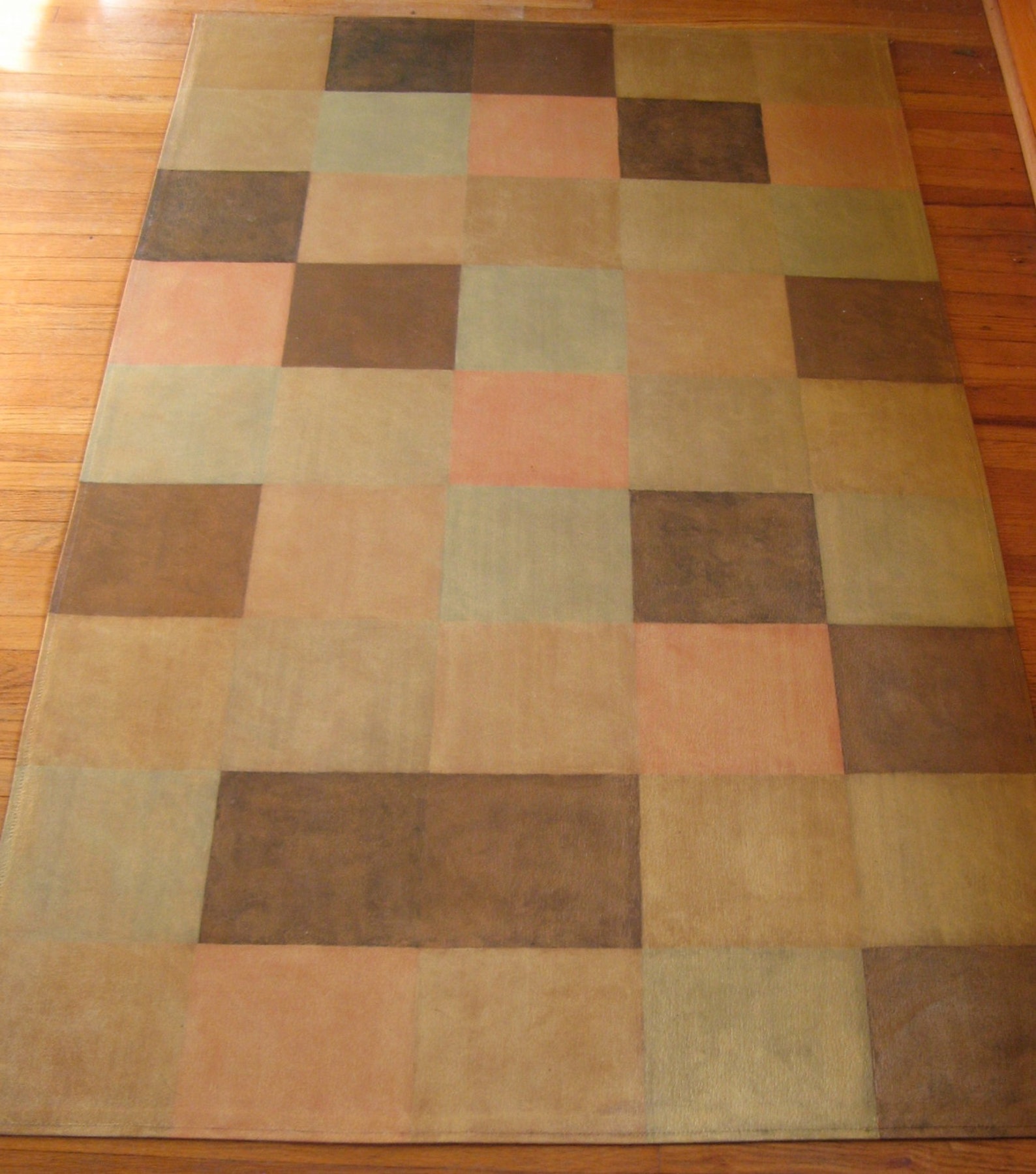 Shimmering Rectangles Canvas Floorcloth Rug Runner Iridescent Greens ...