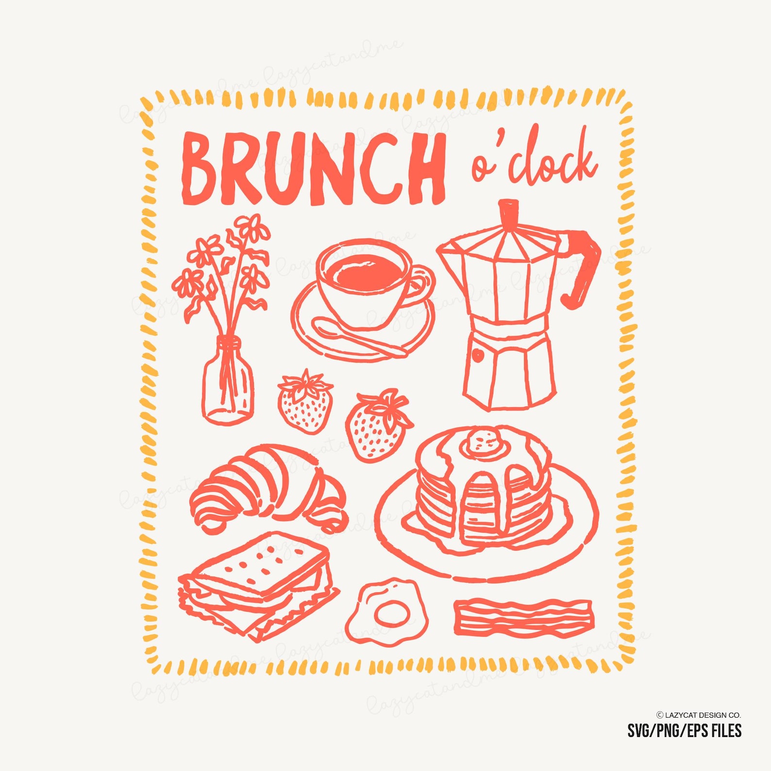 Brunch Trendy Hand Drawn Illustration SVG PNG EPS - Etsy
