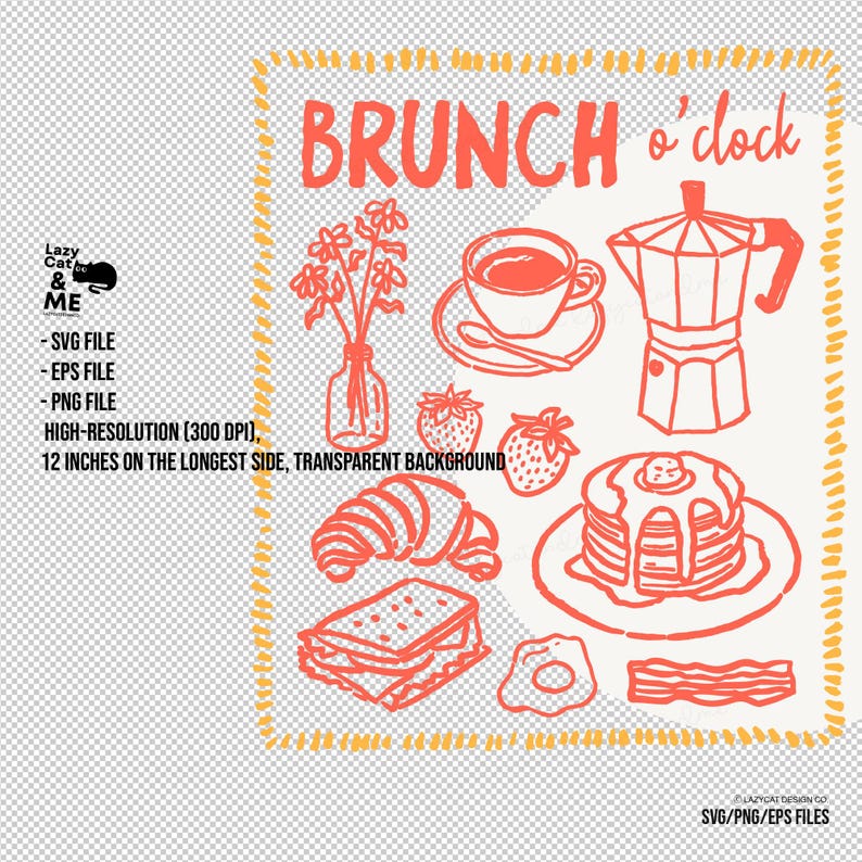 Brunch Trendy Hand Drawn Illustration SVG PNG EPS - Etsy