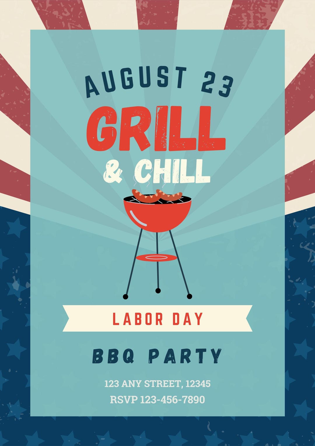 Labor Day BBQ Party Invitation Template - Etsy