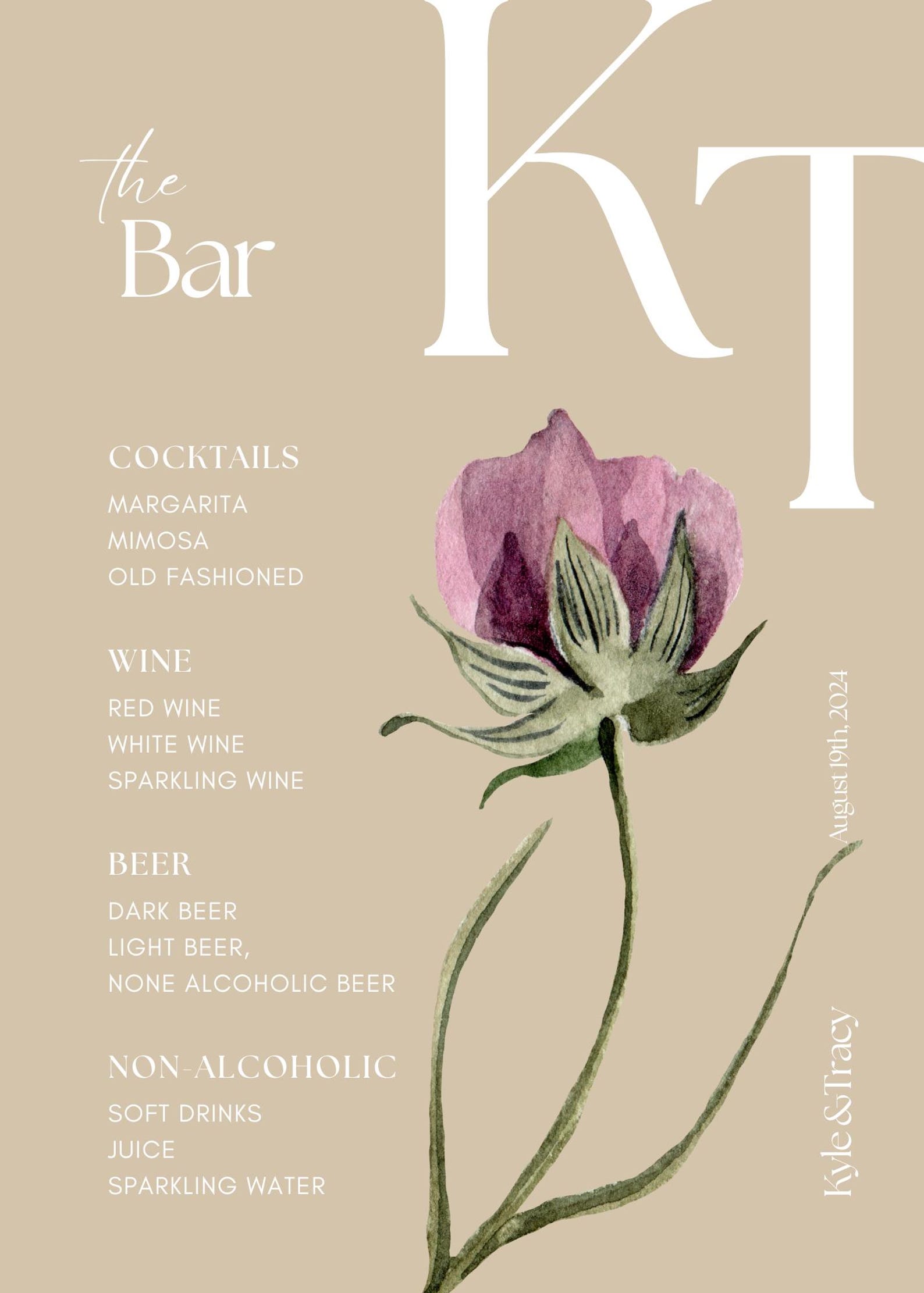Printable Rustic Wild Flower Bar Menu Cards - Choose Flower Graphic and ...