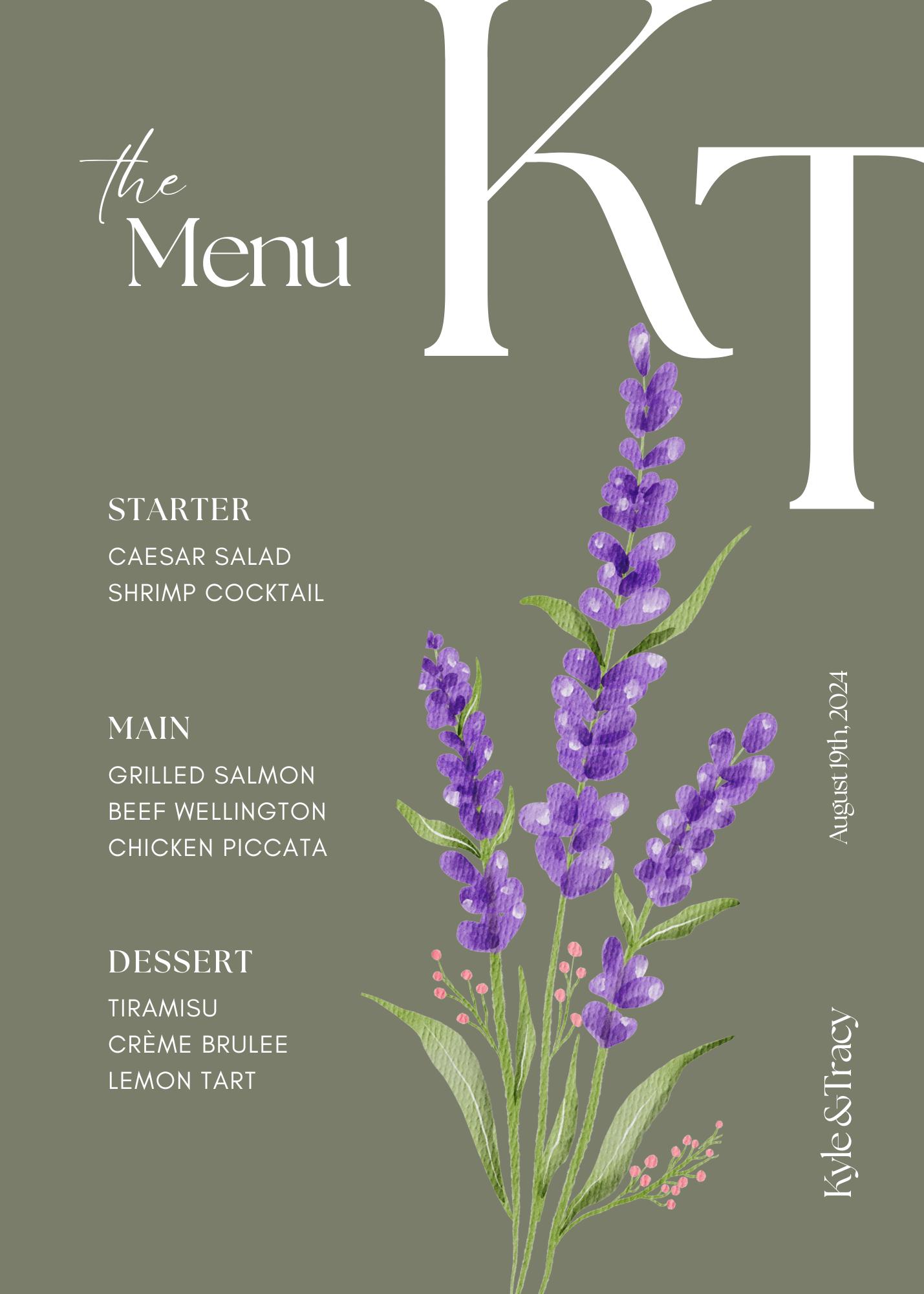 Printable Rustic Wild Flower Menu Cards - Choose Flower Graphic and ...