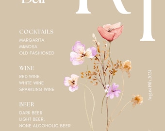 Printable Rustic Wild Flower Menu Cards Choose Flower Graphic and ...