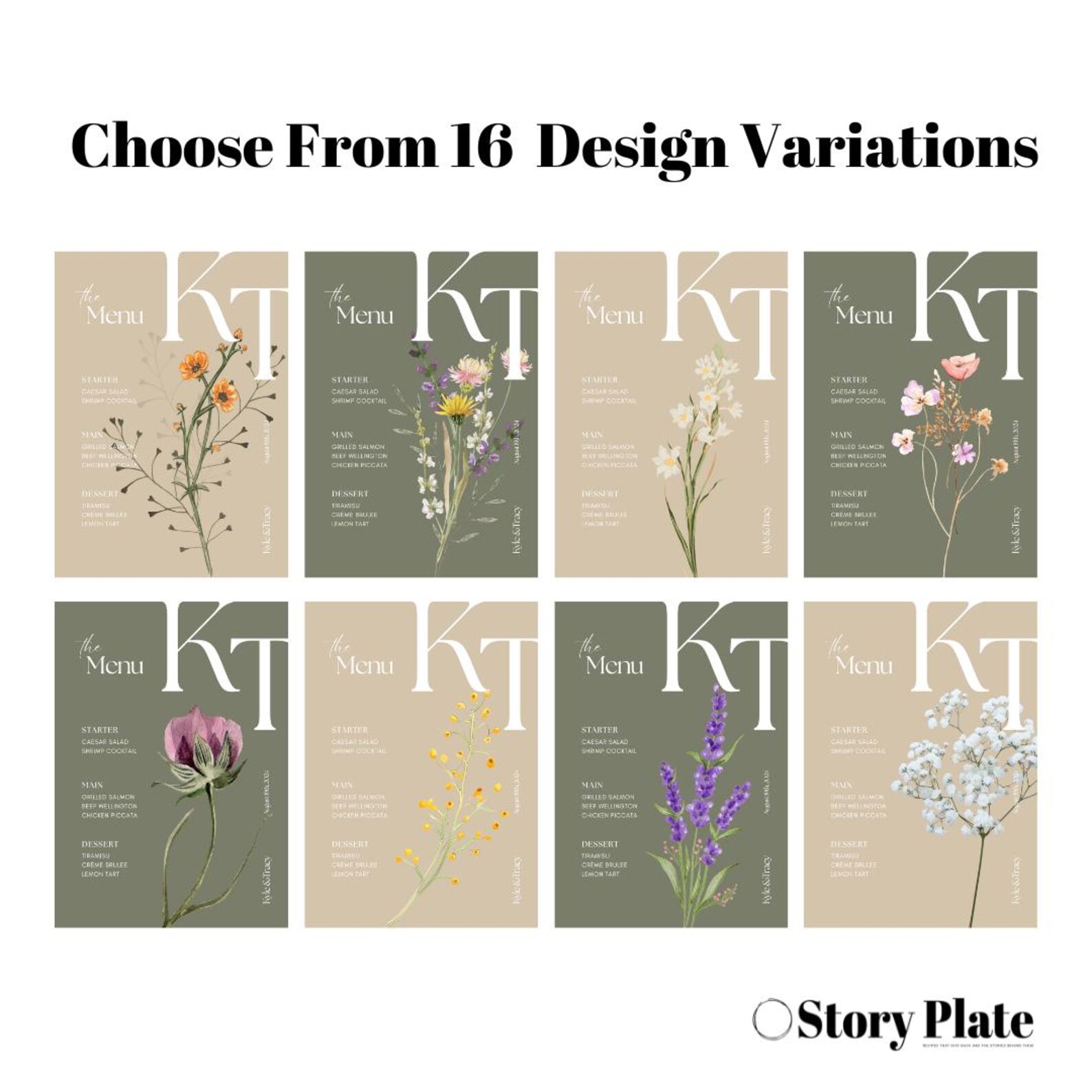 Printable Rustic Wild Flower Menu Cards - Choose Flower Graphic and ...