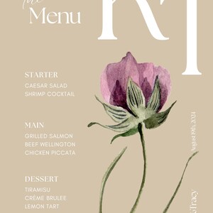 Printable Rustic Wild Flower Menu Cards - Choose Flower Graphic and ...