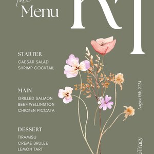 Printable Rustic Wild Flower Menu Cards - Choose Flower Graphic and ...