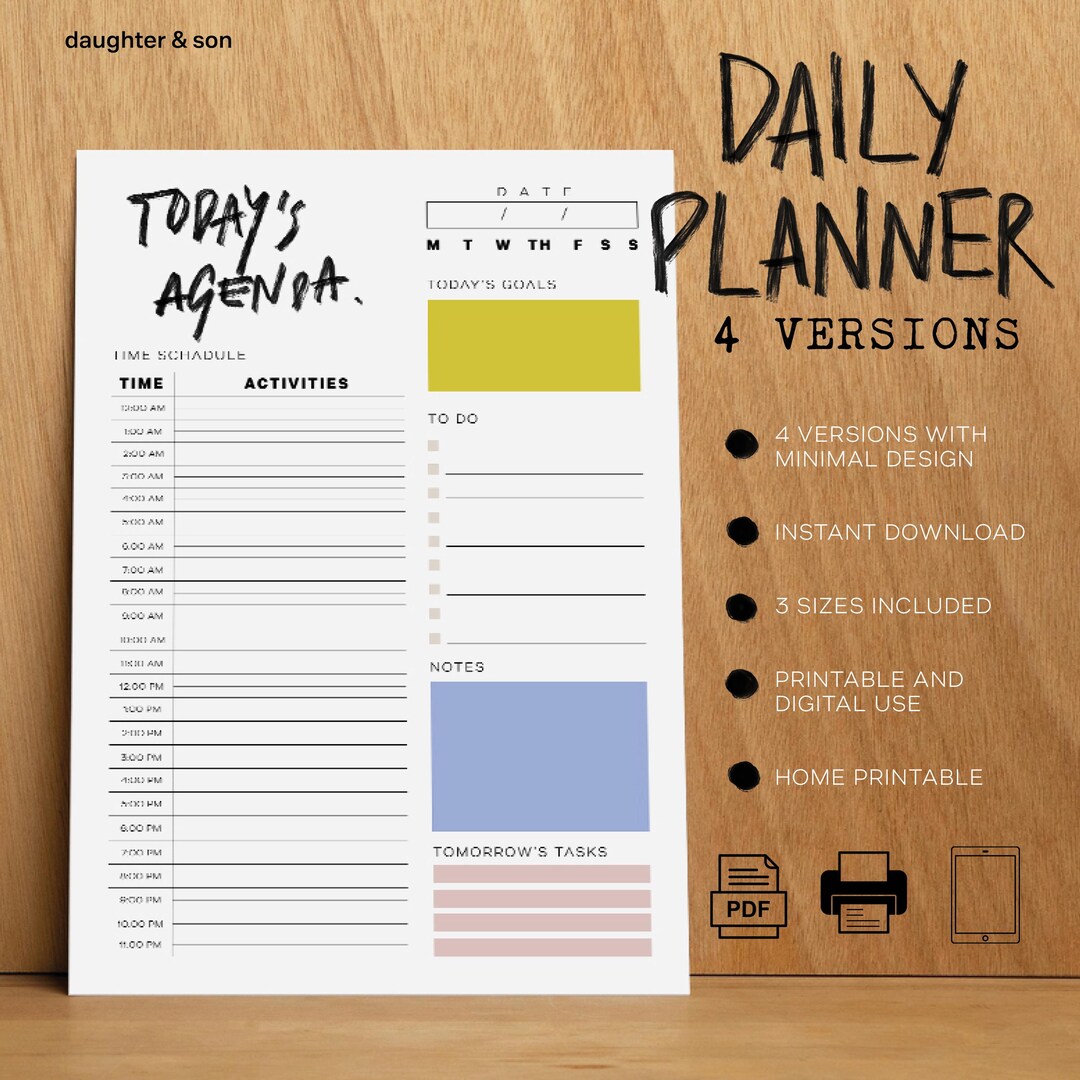 Daily Planner, Digital Download, Printable Planner, Download Digital ...
