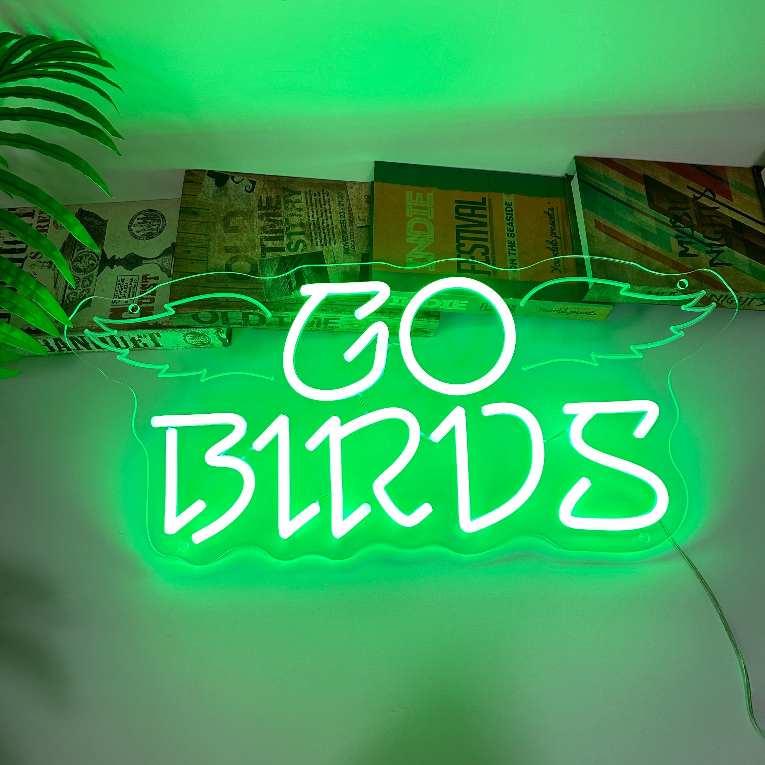 Go Birds Neon Sign, Football Neon Sign, Kelly Green Retro, Gift for ...