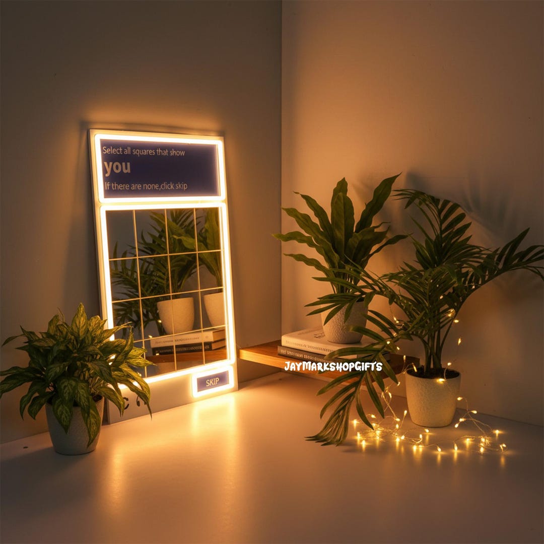 CAPTCHA Mirror LED Neon Sign,captcha Themed Wall Mirror,internet ...