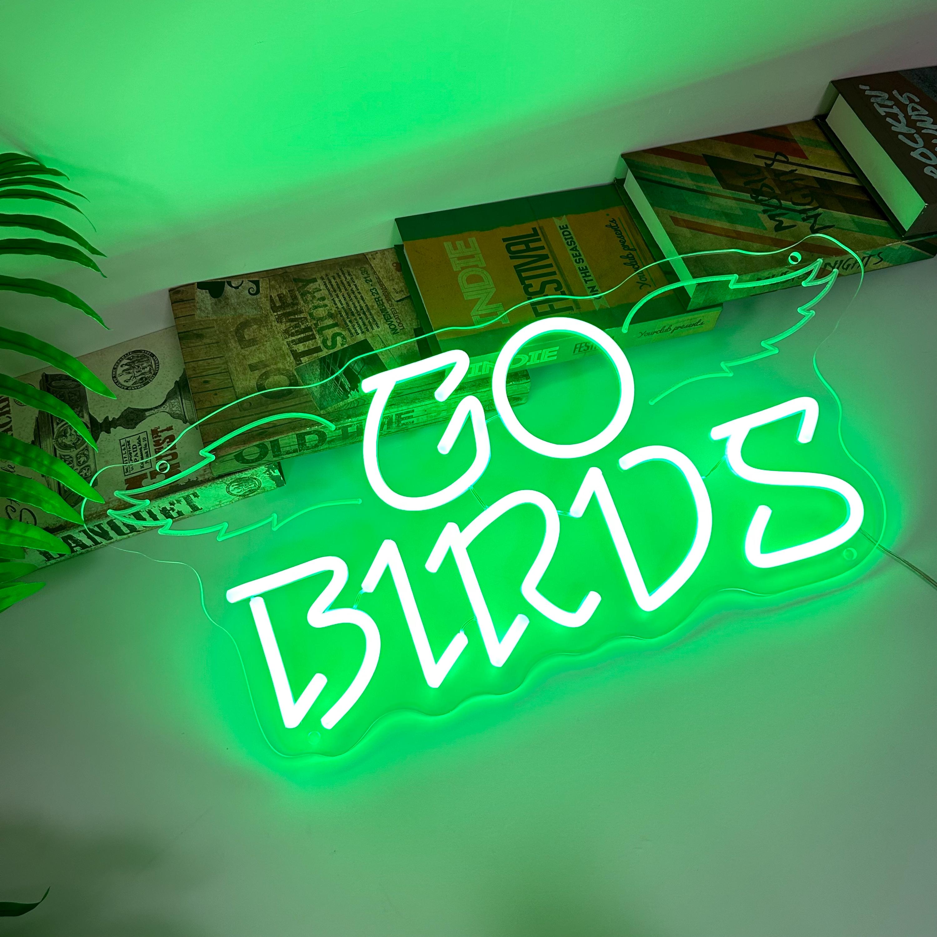 Go Birds Neon Sign, Football Neon Sign, Kelly Green Retro, Gift for ...