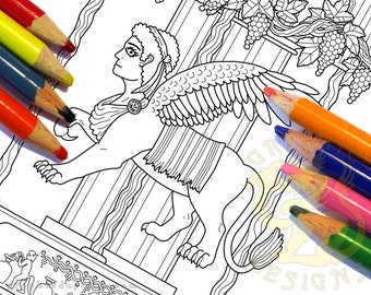 Z is for Ziz Carousel Printable Coloring Page Digital Download | Etsy ...