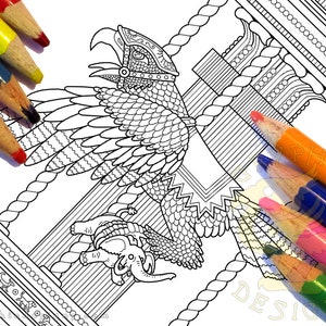R is for Roc Carousel Printable Coloring Page Digital Download - Etsy
