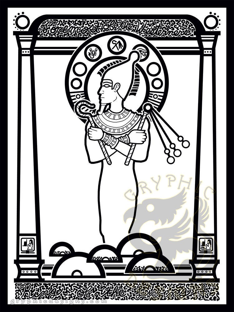 Printable Coloring Page Egyptian Nouveau Osiris Digital - Etsy