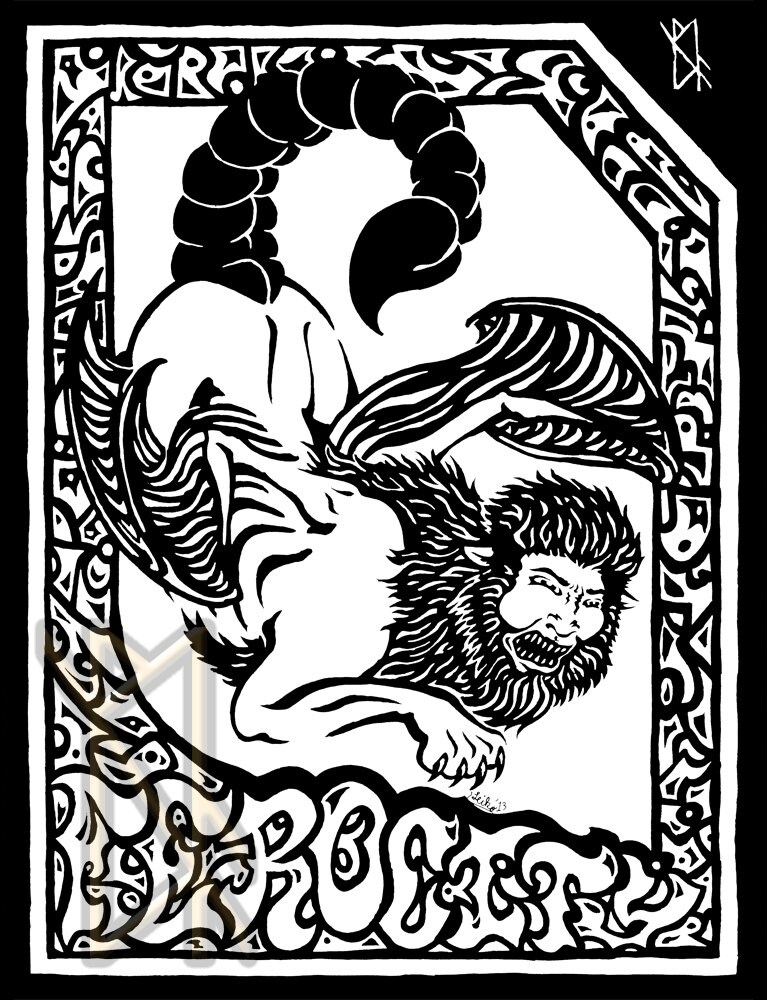 Ferocity Manticore Original Ink Drawing - Etsy