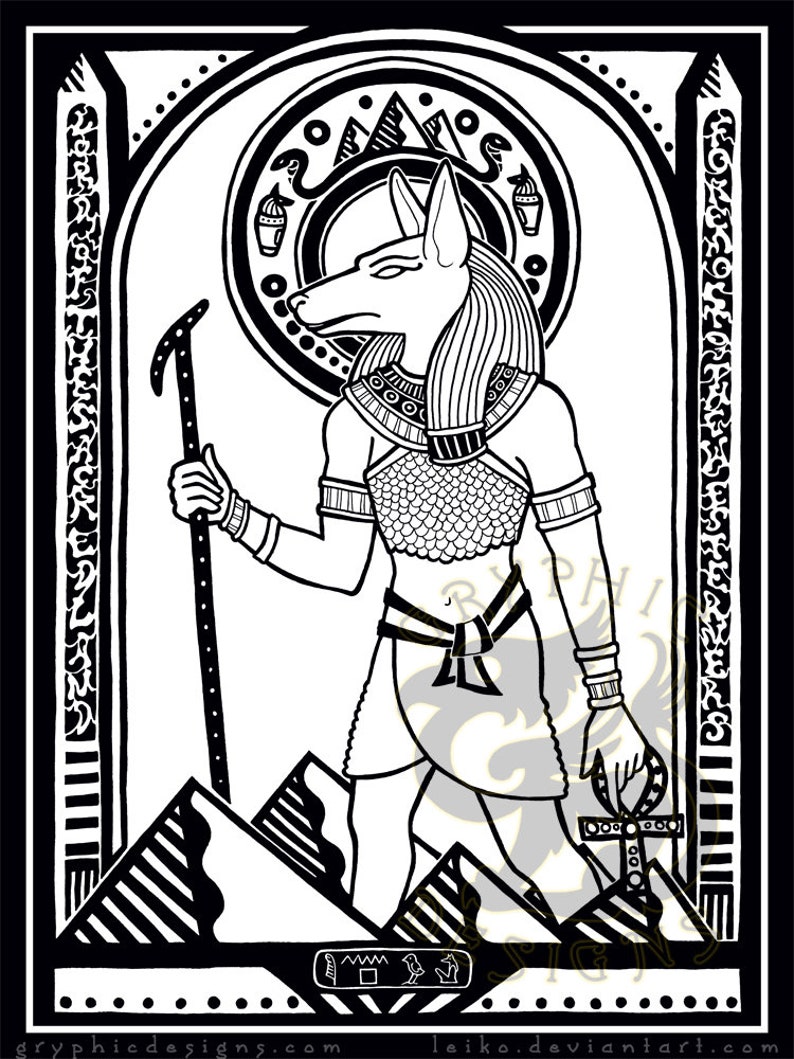 Página para colorear imprimible Edición egipcia Nouveau Anubis Digital ...