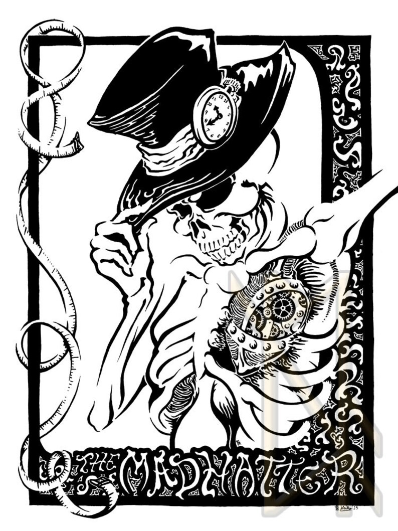 The Mad Hatter - Original Ink Drawing - Etsy