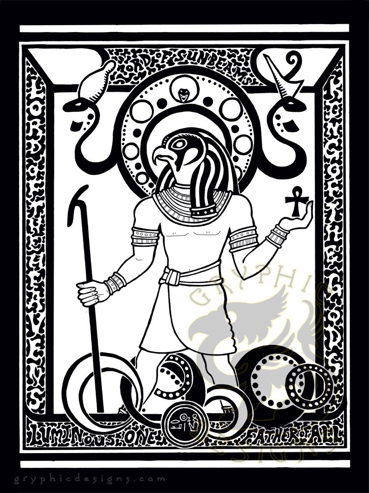 Printable Coloring Page Egyptian Nouveau Ra Digital Download - Etsy