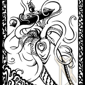 Kraken - Sea Monster Original Ink Drawing - Etsy