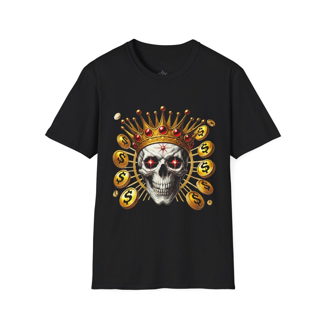 Gothic Skull King T-shirt, Crown and Dollar Sign Graphic Tee, Edgy ...