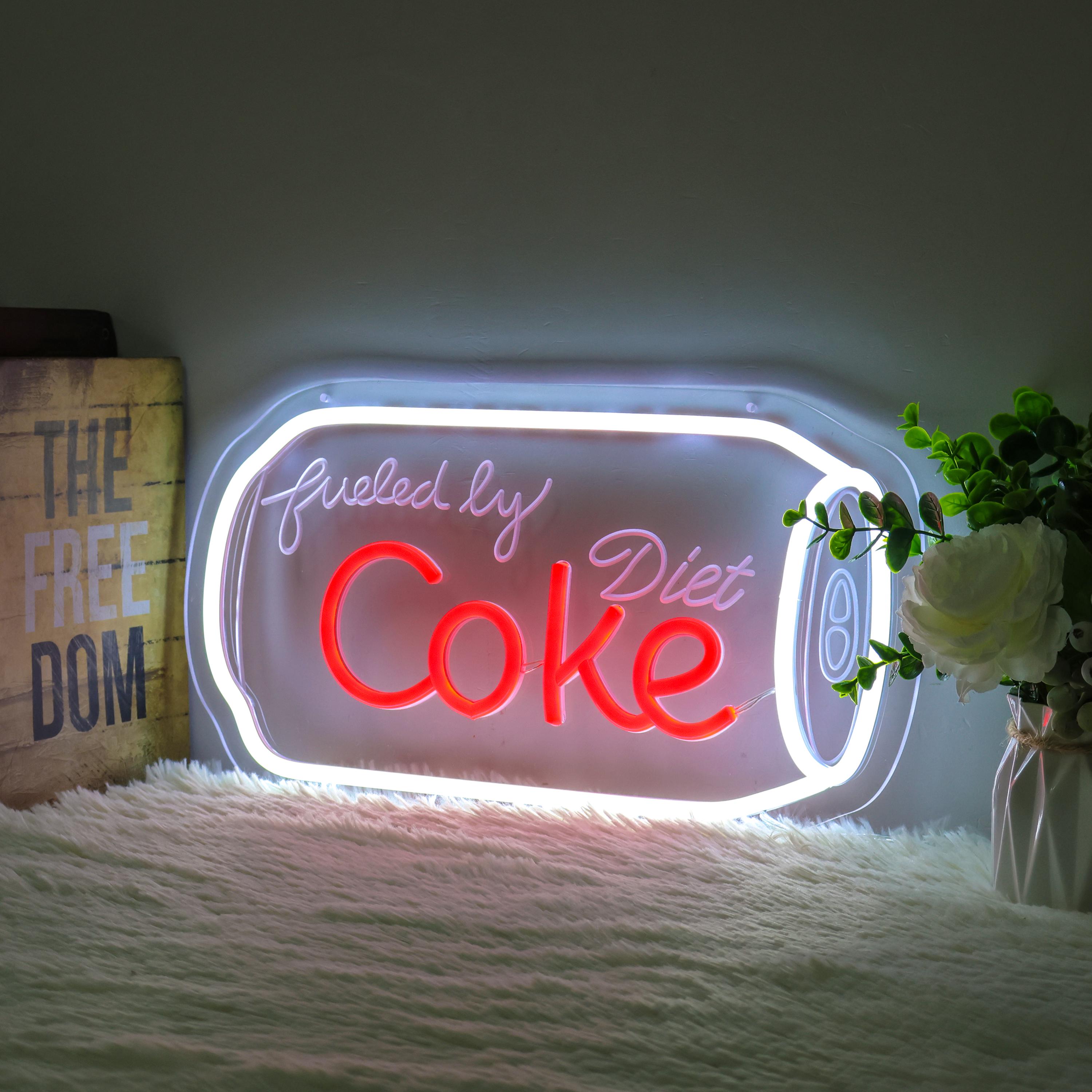Fueled by Diet Coke Neon Sign, Diet Coke Gift, Fizzy Drink Gift, Funny ...