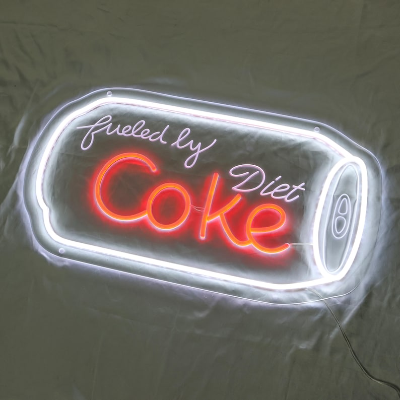 Fueled by Diet Coke Neon Sign, Diet Coke Gift, Fizzy Drink Gift, Funny ...