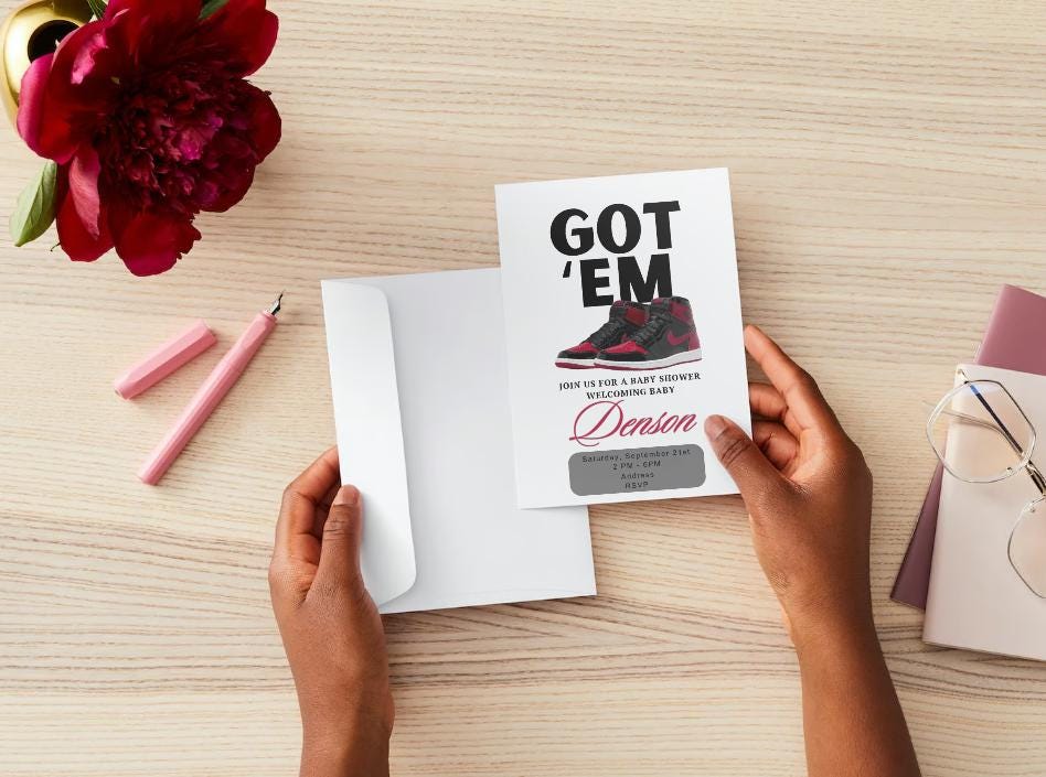 Got ‘em” Sneaker Baby Shower Invitation - Etsy