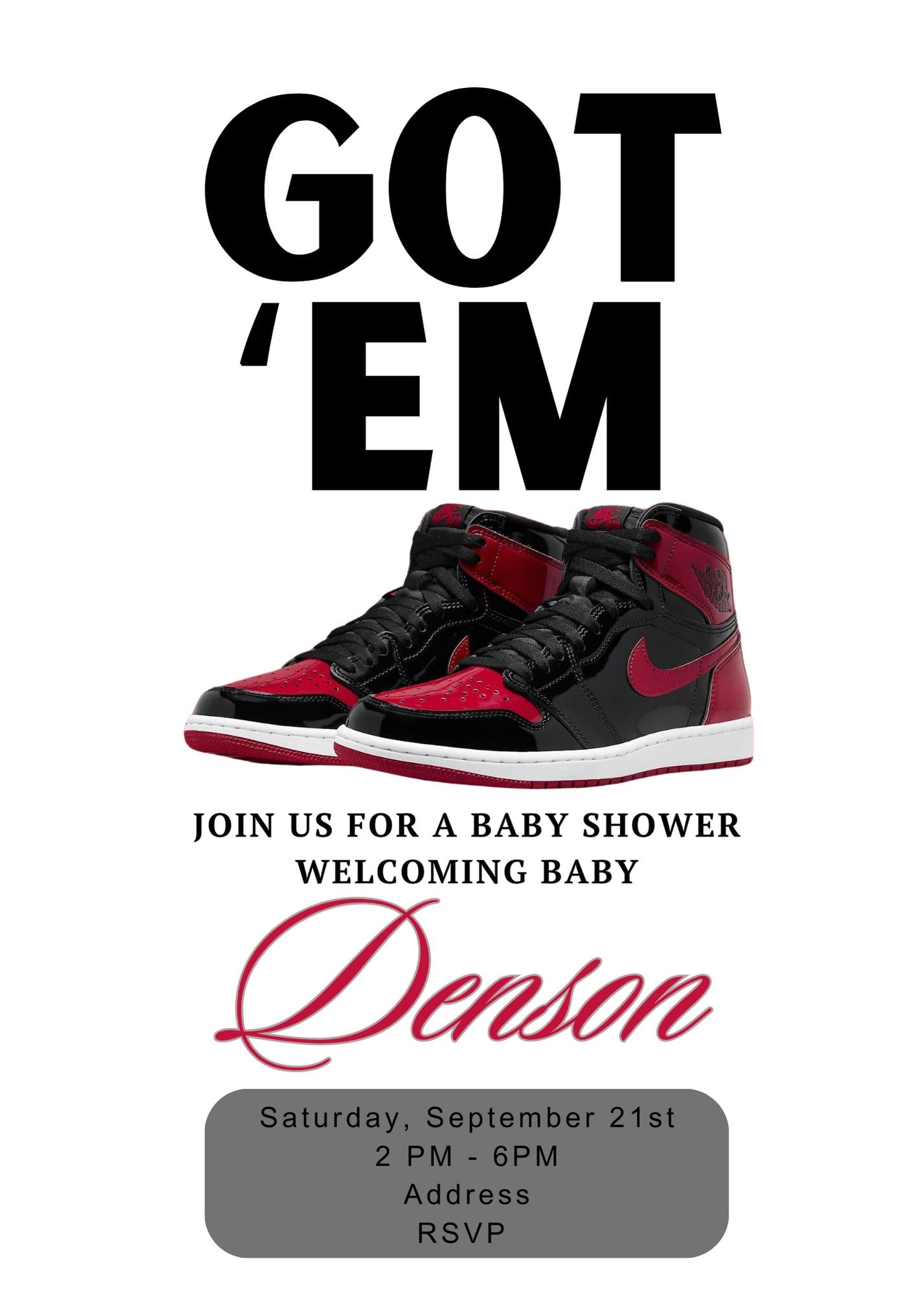 Got ‘em” Sneaker Baby Shower Invitation - Etsy