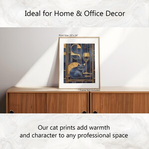 Cat Wall Art Deco Delights in Art Deco Print, Gold and Midnight Blue ...