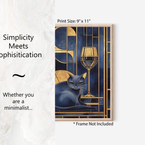 Cat Wall Art Deco Delights in Art Deco Print, Gold and Midnight Blue ...