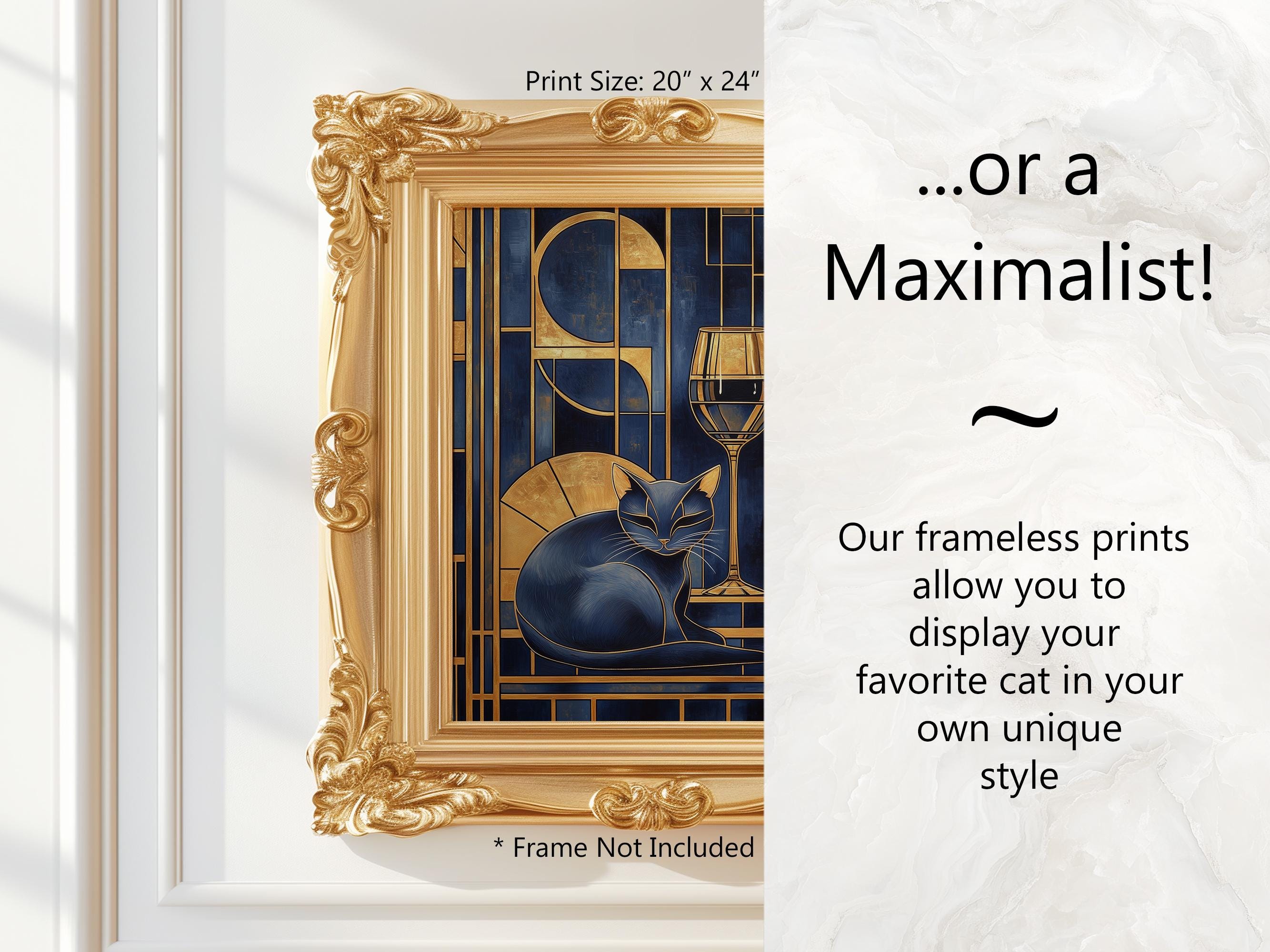 Cat Wall Art Deco Delights in Art Deco Print, Gold and Midnight Blue ...