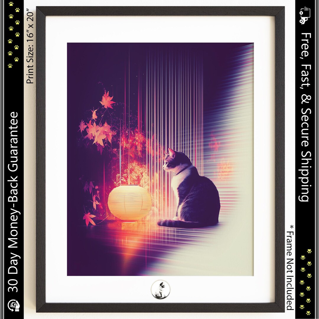 Cat Wall Art Stillness & Shadows in Minimalist Design, Warm Muted Hues ...