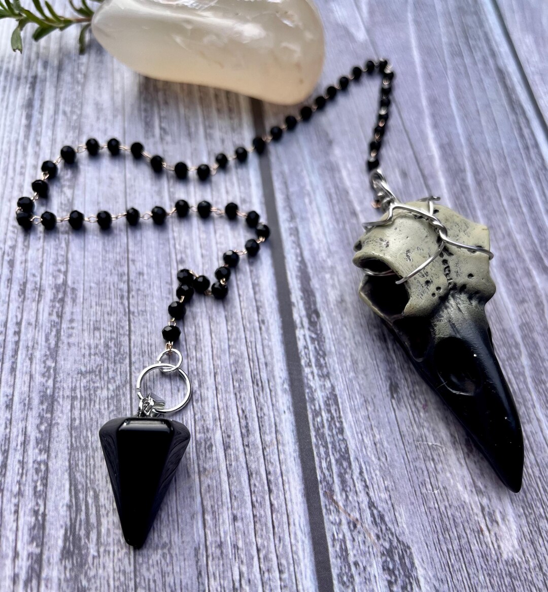 Raven Skull and Onyx Scrying Pendulum - Etsy