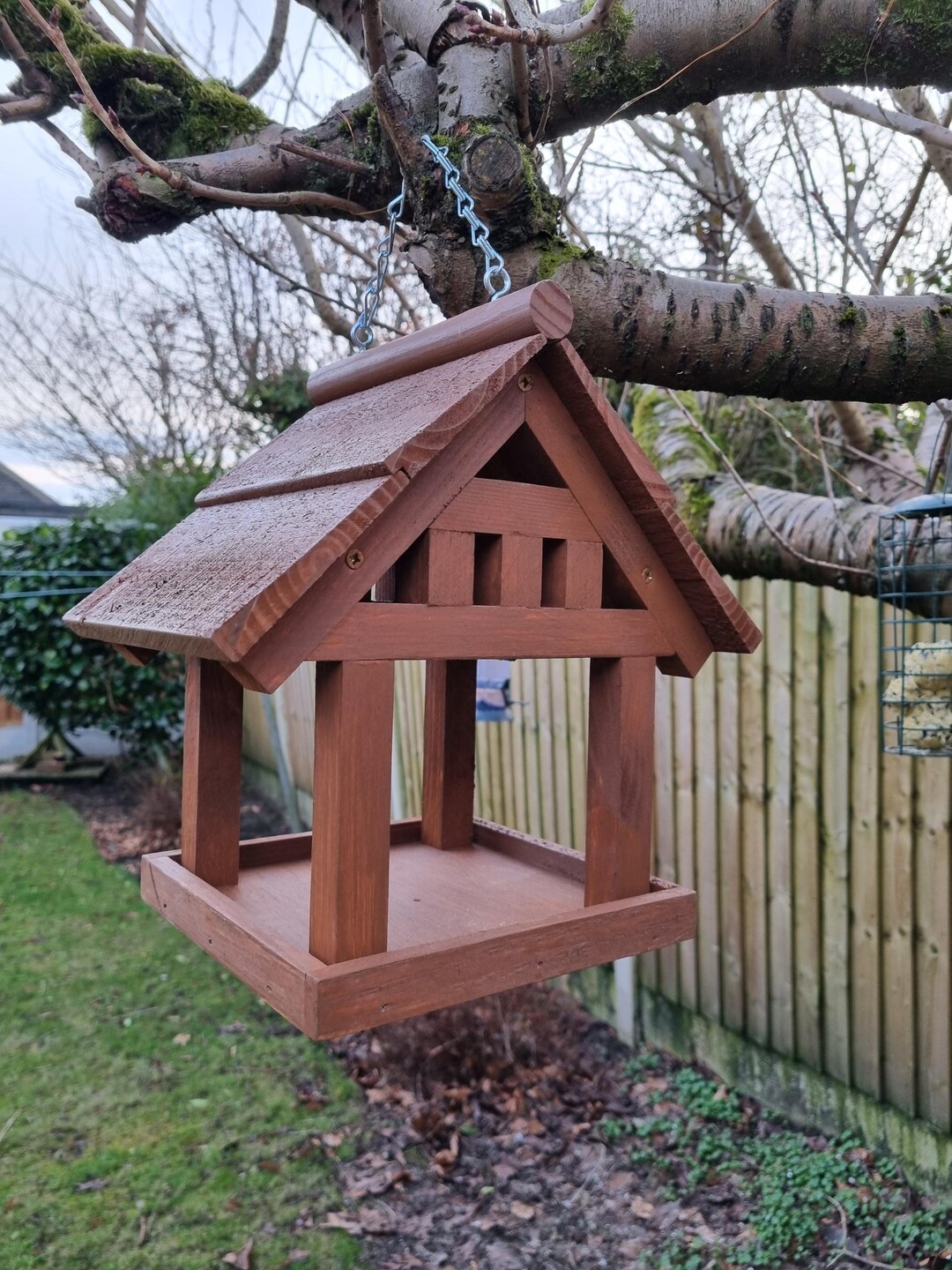 Hanging Wooden Bird Table: Harvest Brown Finish - Etsy UK