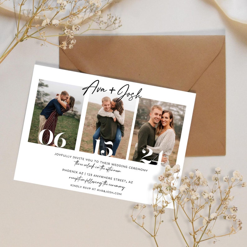 Wedding Invitation Template Photo Collage | Wedding Invitation With ...