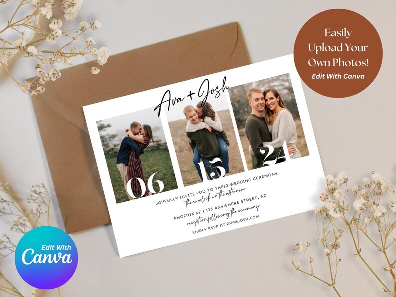 Wedding Invitation Template Photo Collage | Wedding Invitation With ...