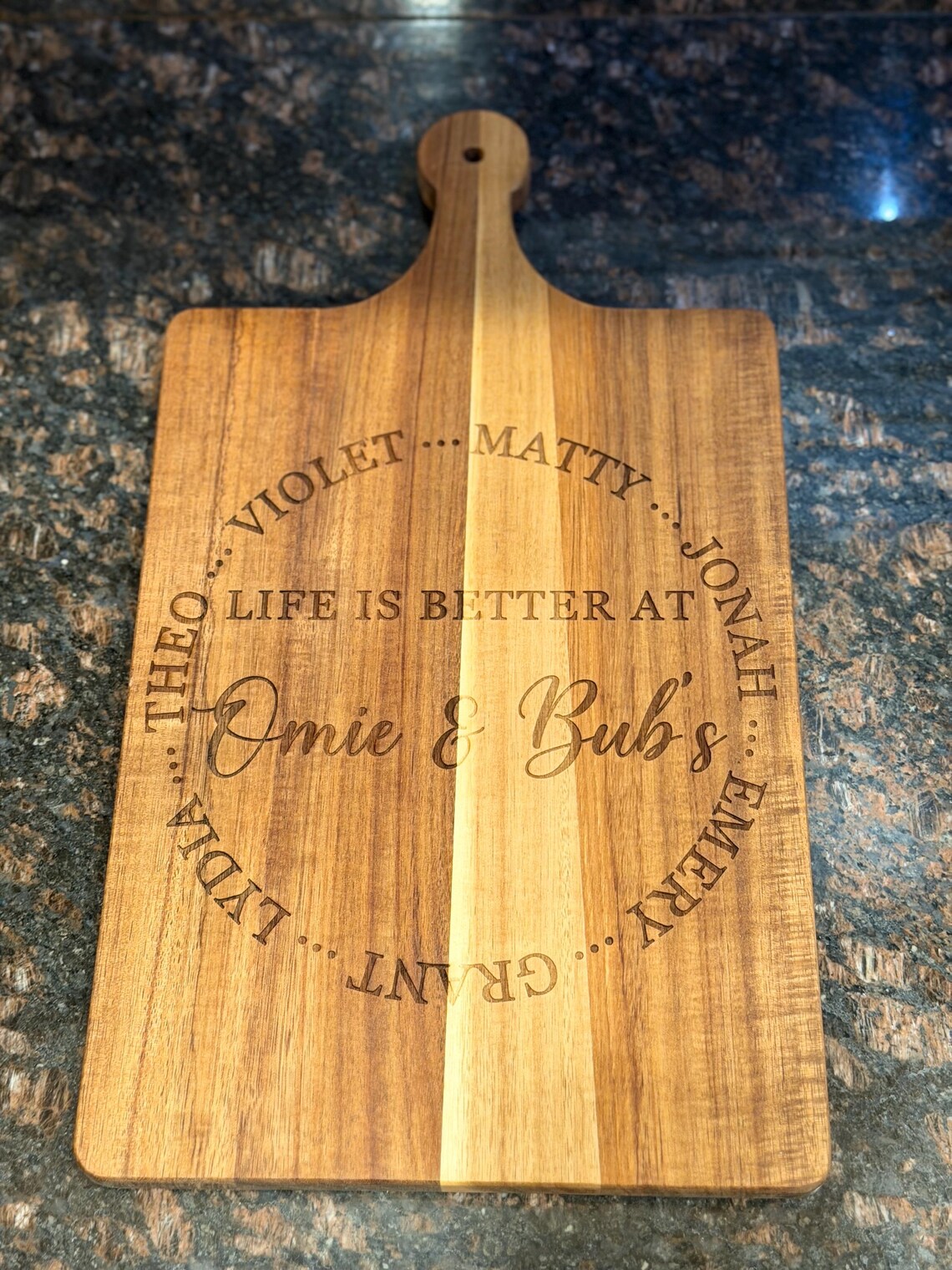 Personalized Family Name Cutting Board • Engraved Wood Paddle Board - Etsy