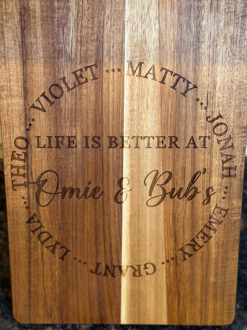 Personalized Family Name Cutting Board • Engraved Wood Paddle Board - Etsy