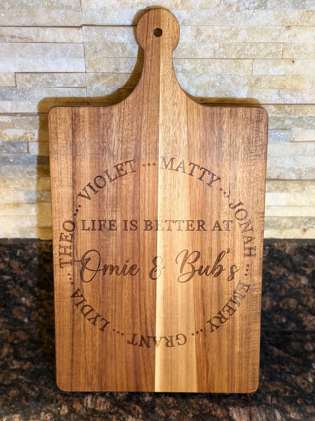 Personalized Family Name Cutting Board • Engraved Wood Paddle Board - Etsy