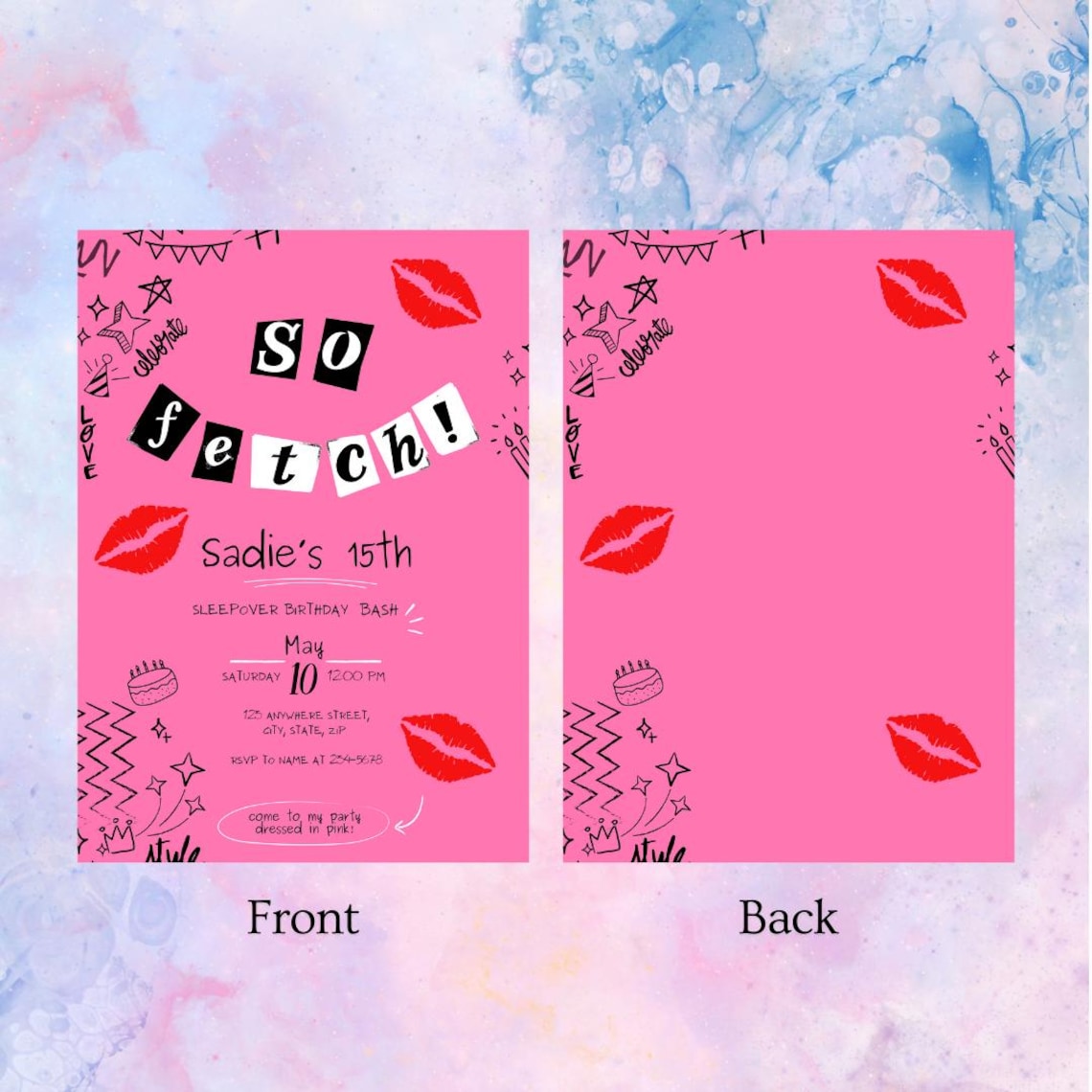 Mean Girls so Fetch Birthday Sleepover Editable Printable Mean Girls ...