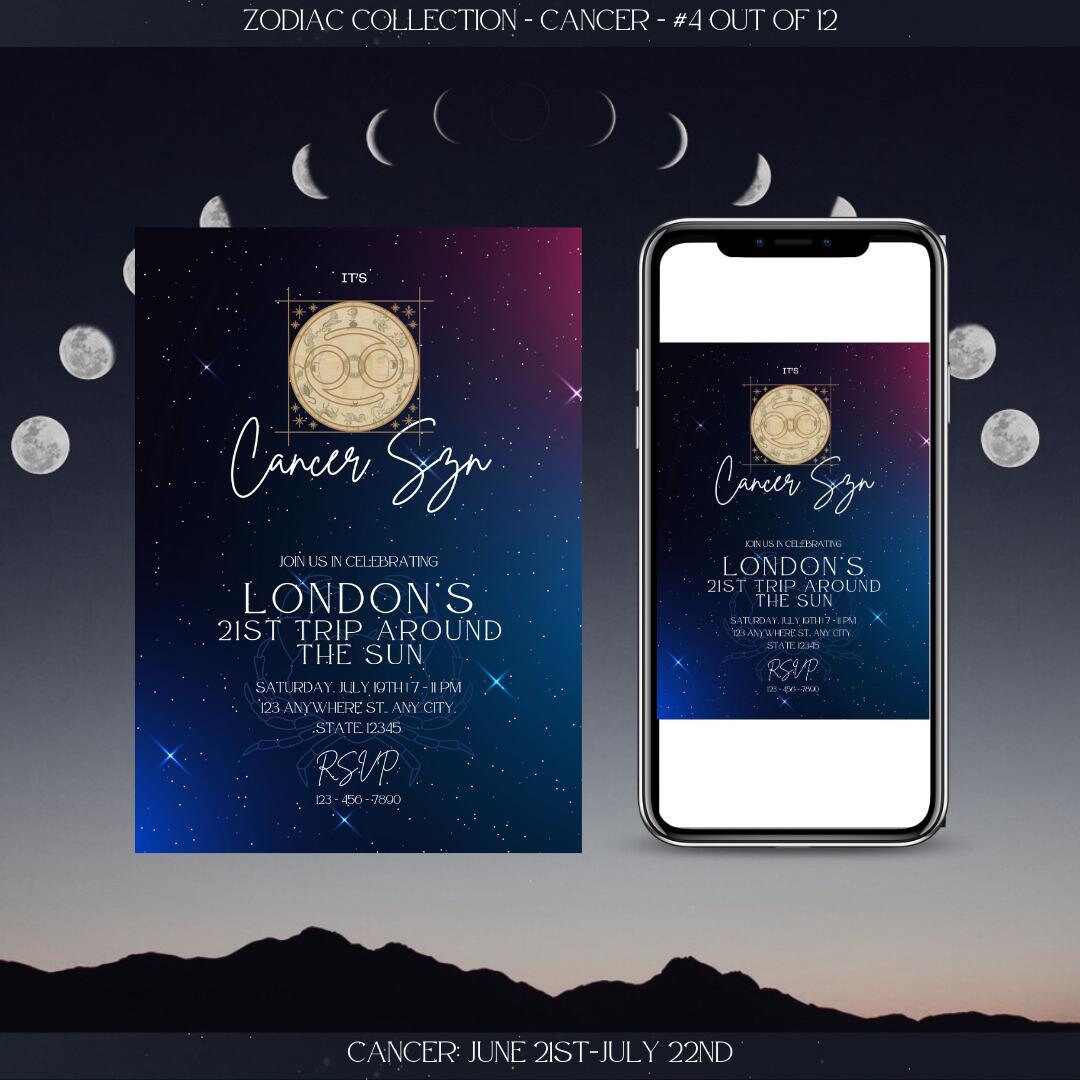 Cancer Zodiac Collection #4 Cancer Szn Birthday Editable Printable ...