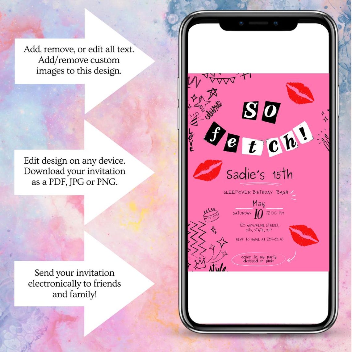 Mean Girls so Fetch Birthday Sleepover Editable Printable Mean Girls ...