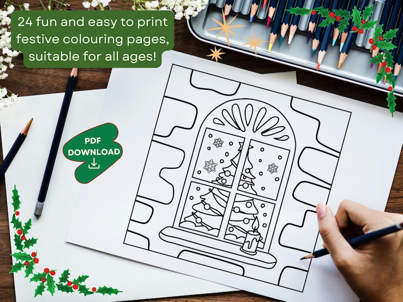 24 Cozy Christmas Coloring Pages – Printable Festive Homes, Decorations ...